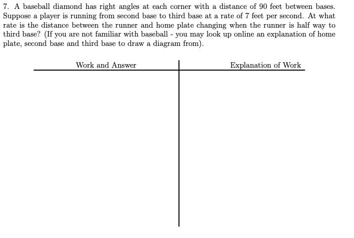 Solved 7. A baseball diamond has right angles at each corner | Chegg.com
