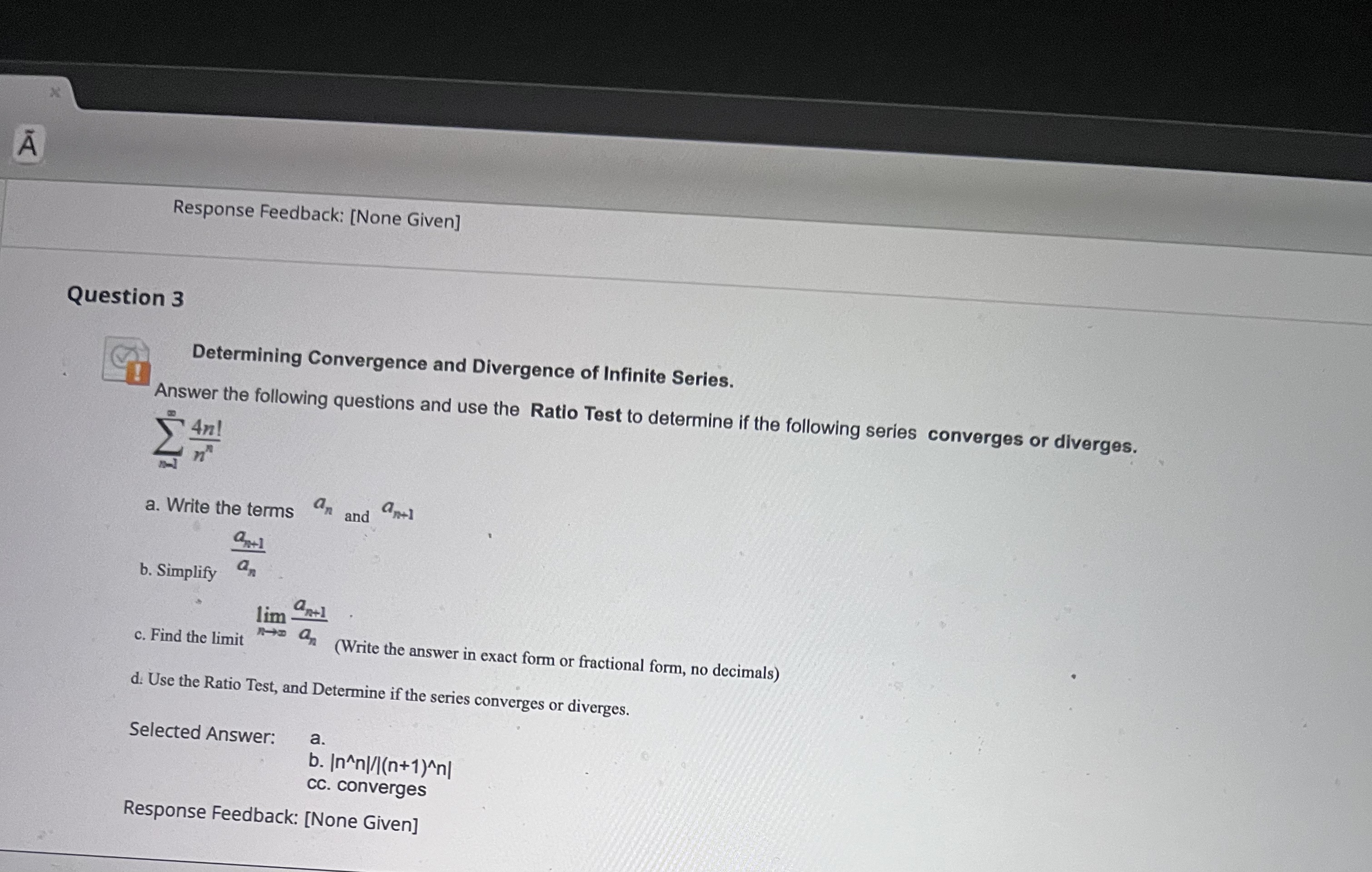 Solved Determining Convergence and Divergence of Infinite | Chegg.com