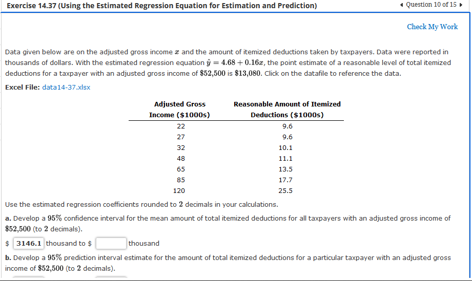 Solved Data given below are on the adjusted gross income x | Chegg.com