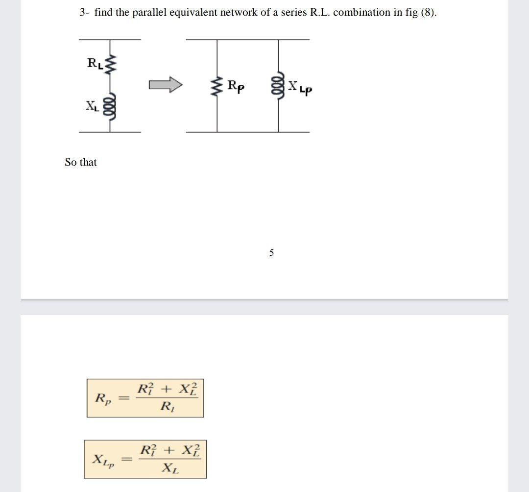 Solved 3- find the parallel equivalent network of a series | Chegg.com