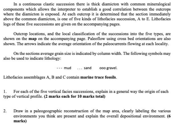 Solved In a continuous clastic succession there is thick | Chegg.com