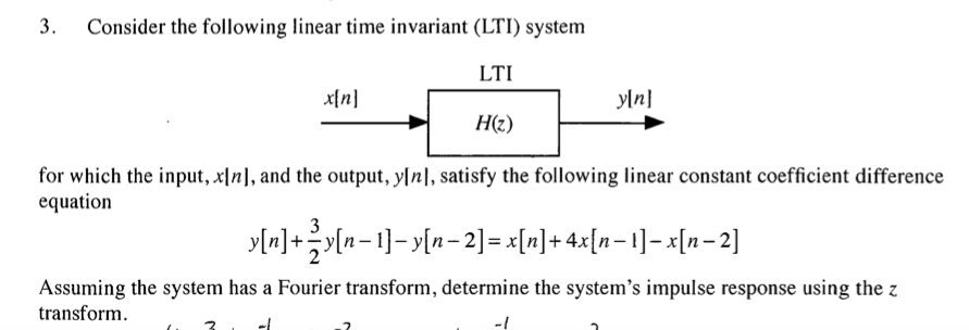 Solved نما 3 Consider the following linear time invariant | Chegg.com