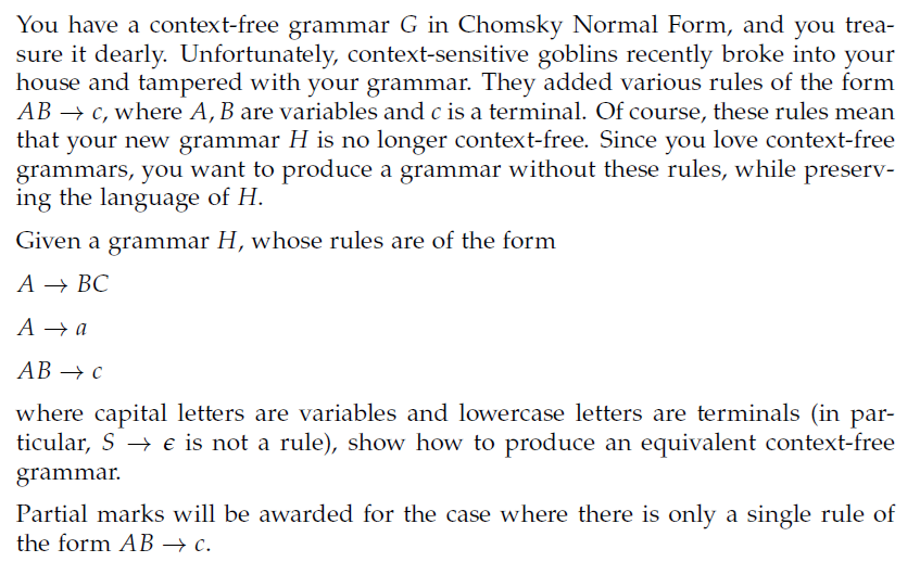 Solved You Have A Context Free Grammar G ﻿in Chomsky Normal 