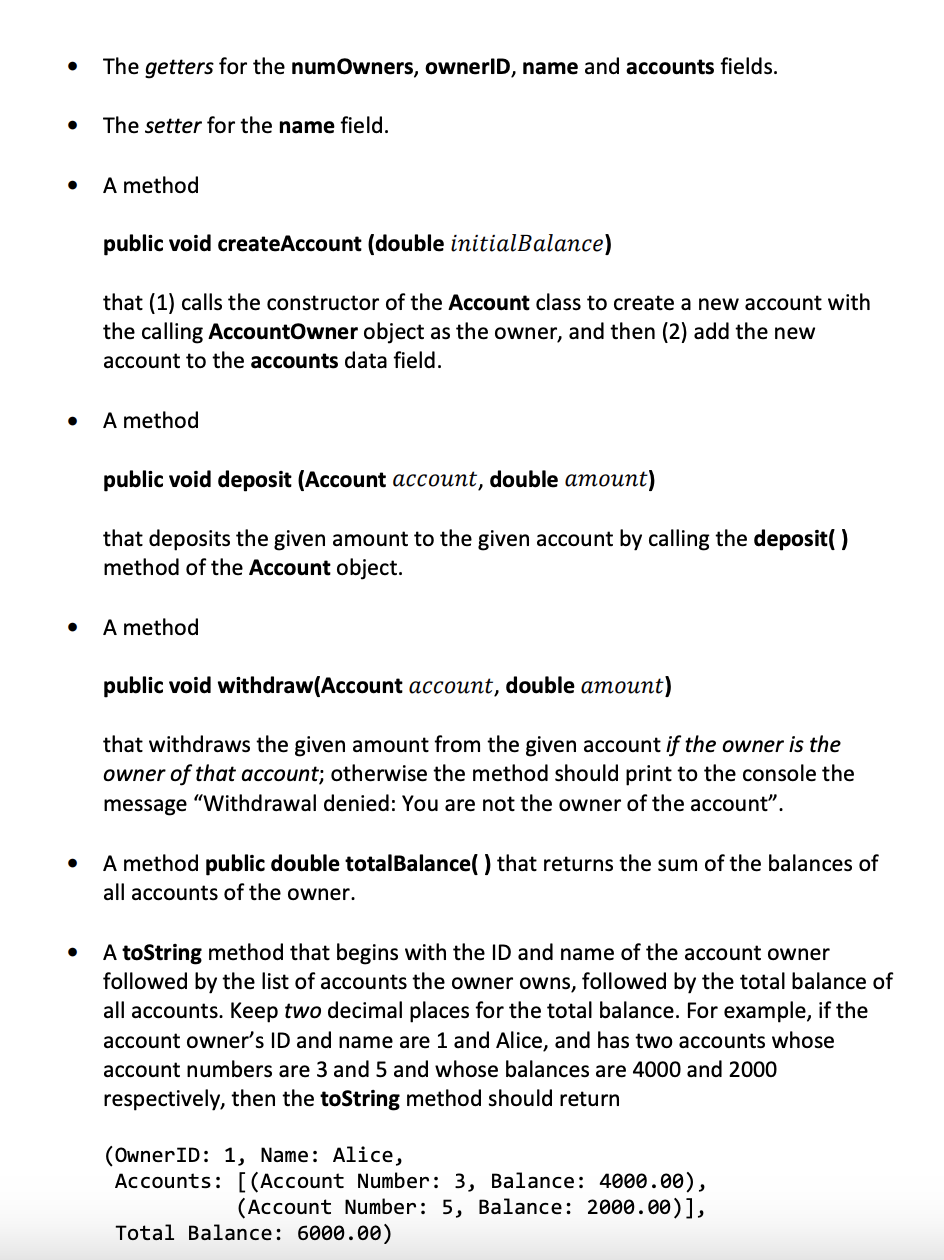 Solved In this question, you are to (1) create a new class | Chegg.com