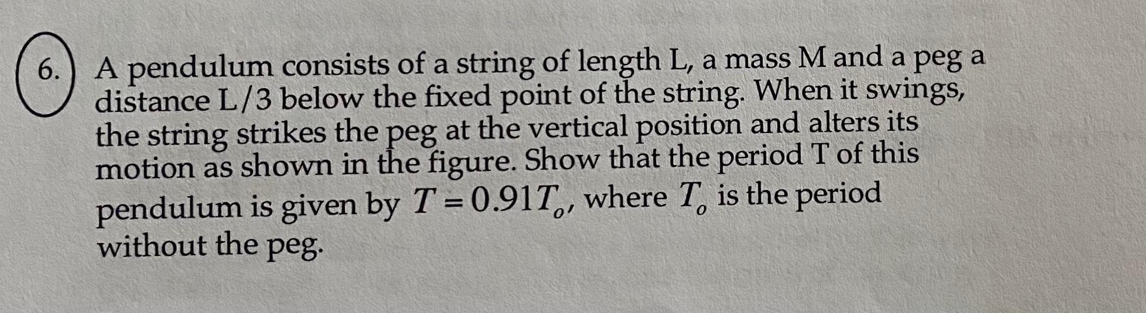 Solved 6. A pendulum consists of a string of length L, a | Chegg.com