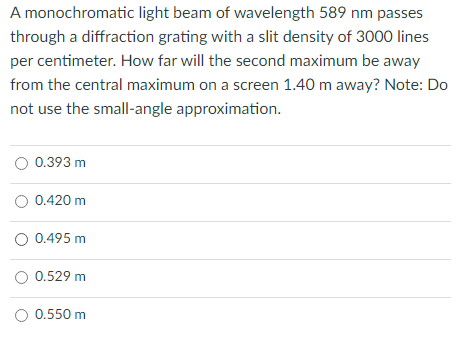 Solved A monochromatic light beam of wavelength 589 nm | Chegg.com