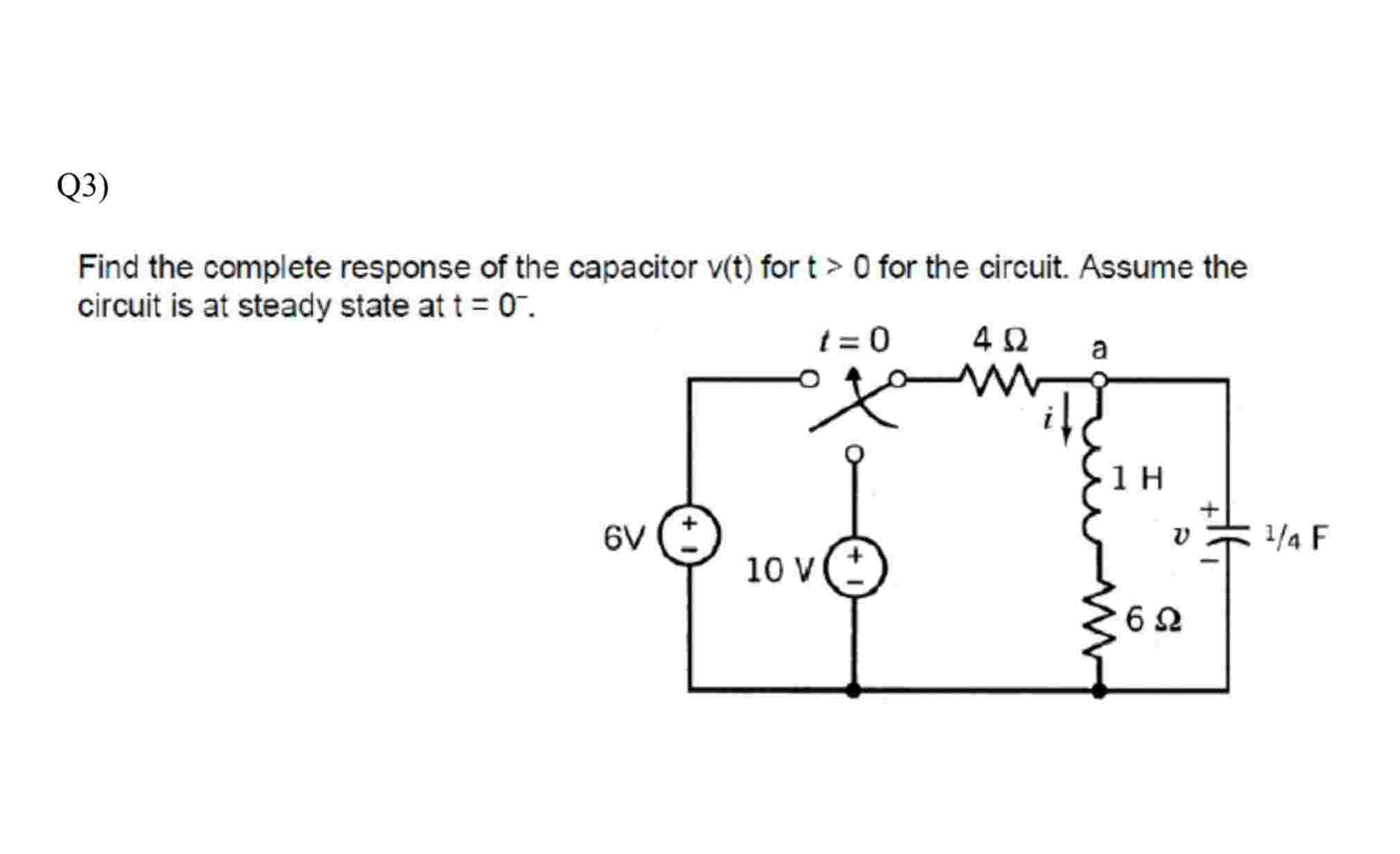 Solved Q3v(t) ﻿for t>0 ﻿for the circuit. Assume the circuit | Chegg.com