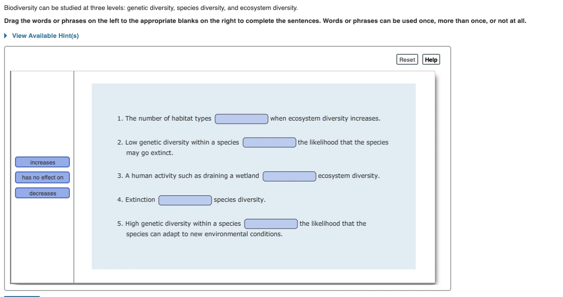 Solved Biodiversity can be studied at three levels: genetic | Chegg.com