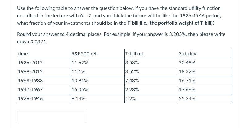 Solved Use the following table to answer the question below. | Chegg.com