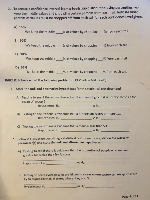 Solved To create a confidence interval from a bootstrap | Chegg.com