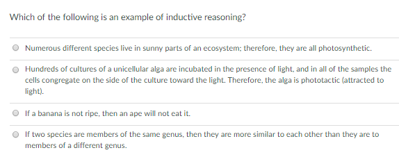 Solved Which of the following is an example of inductive | Chegg.com