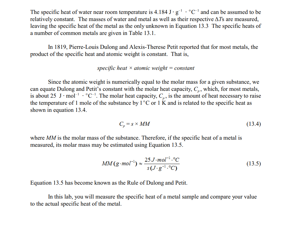 Intensive Properties II: Specific Heat Introduction | Chegg.com