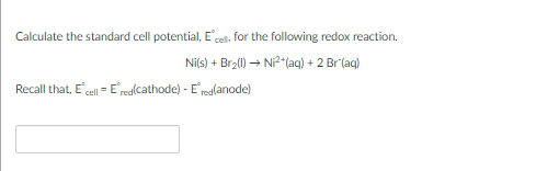 Solved Calculate the standard cell potential, E∘ cell, for | Chegg.com