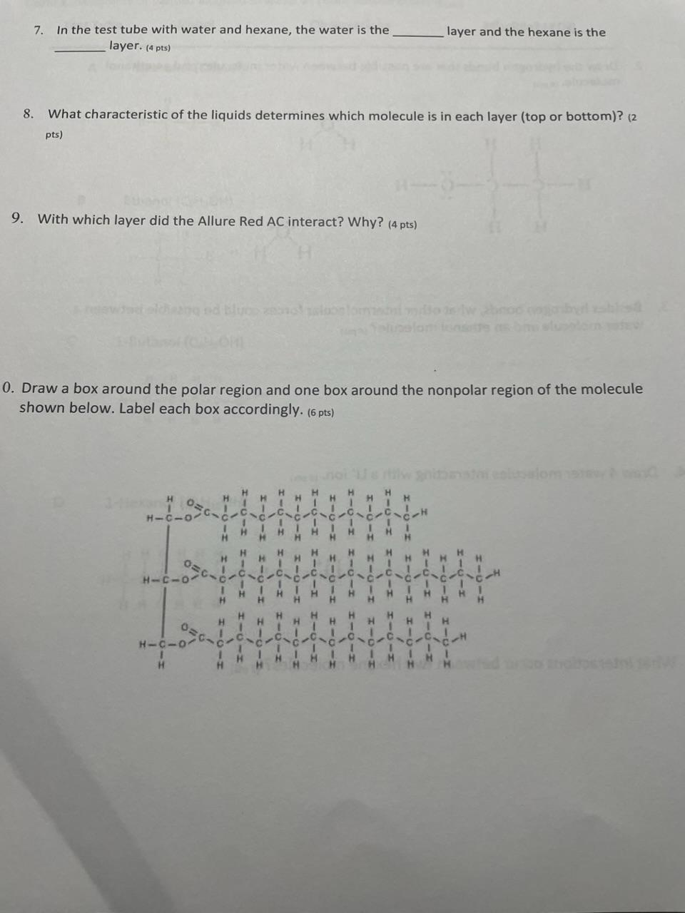 Solved 7. In the test tube with water and hexane, the water | Chegg.com