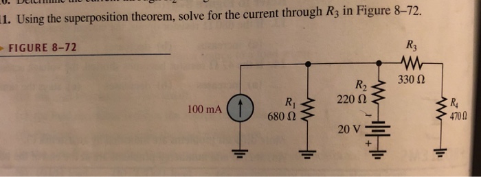 Solved Using the superposition theorem, solve for the | Chegg.com