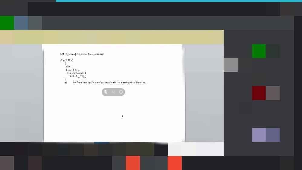 Solved Q4 18 points]: Consider the algorithm: Alg(A,B.a) S-0 | Chegg.com