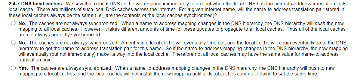 Solved 2.4-7 DNS local caches. We saw that a local DNS cache | Chegg.com