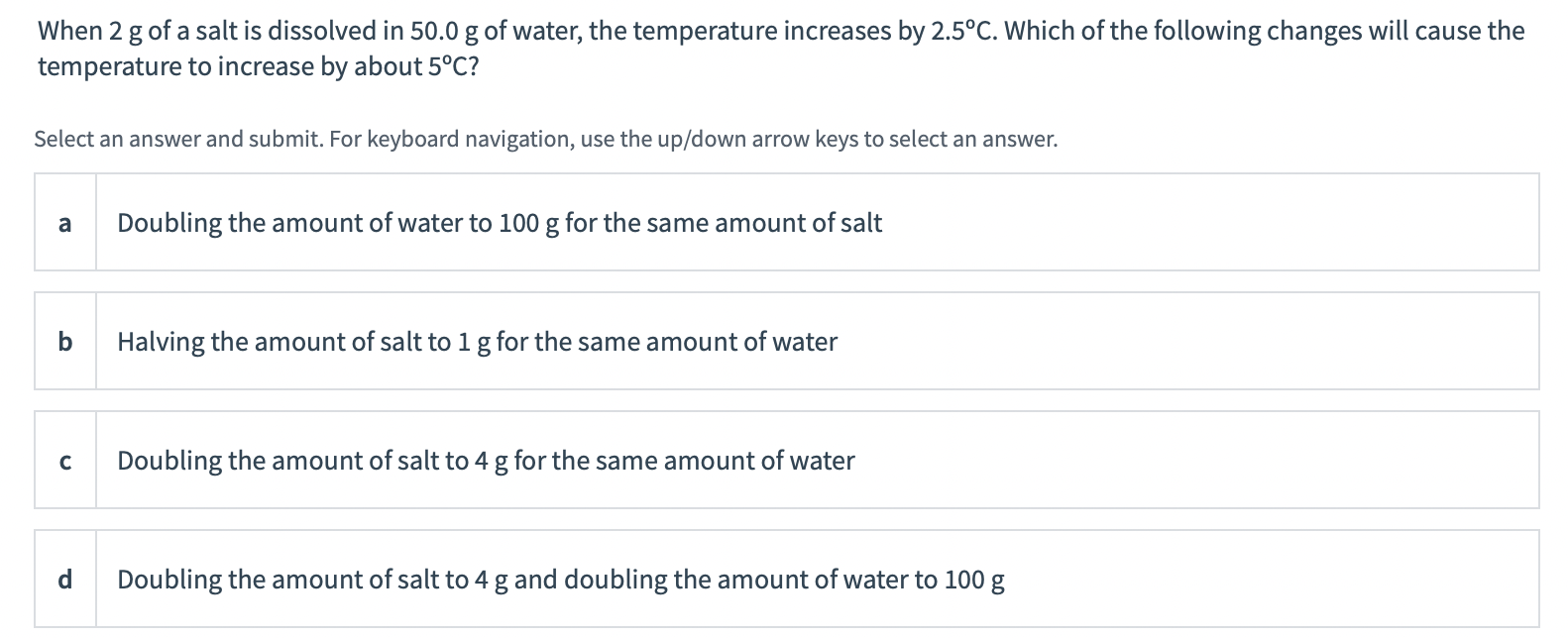 Solved When 2 g of a salt is dissolved in 50.0 g of water, | Chegg.com