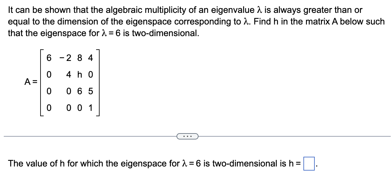 Solved It can be shown that the algebraic multiplicity of an | Chegg.com