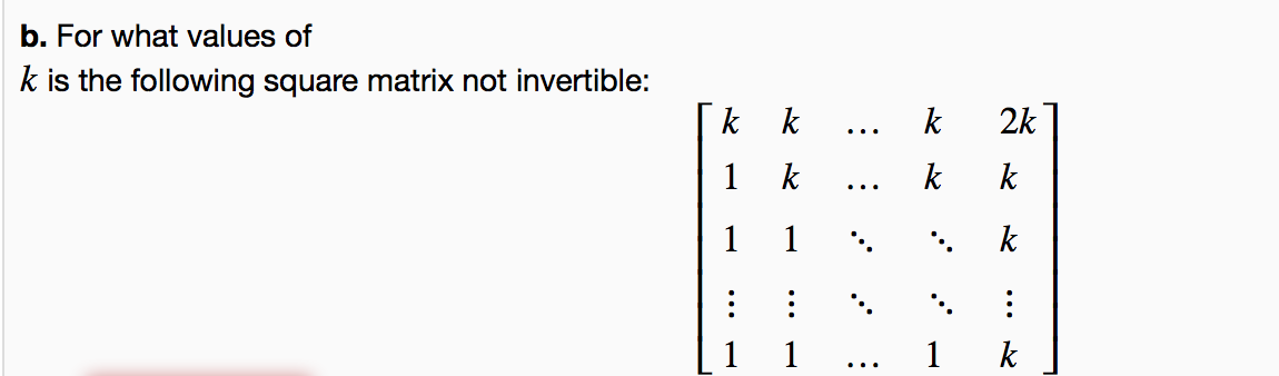 Solved b. For what values of k is the following square | Chegg.com