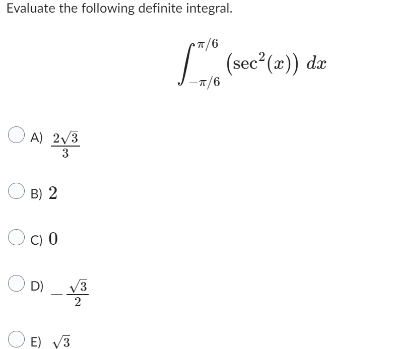 Solved Evaluate the following definite integral. | Chegg.com