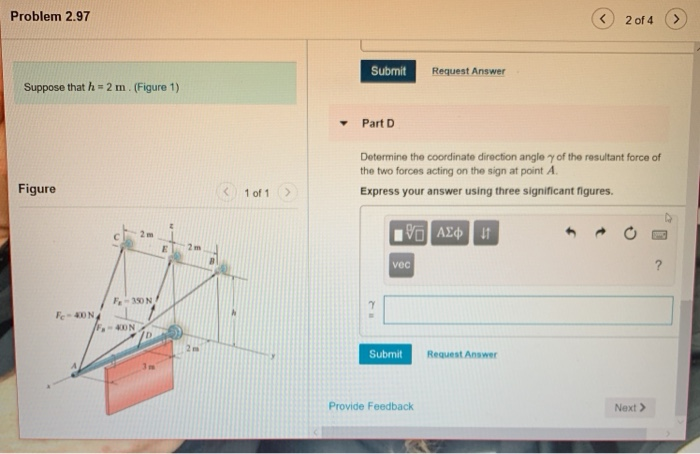 Solved Problem 2.97 Part A Suppose that h- 2 m.(Figure 1) | Chegg.com