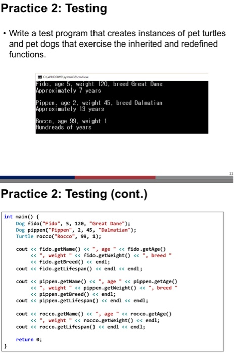 Solved Pet Inheritance Practice 2: Base Class Define a Pet | Chegg.com