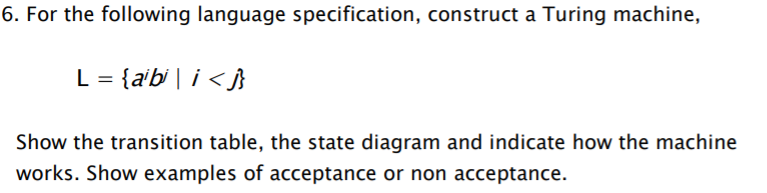 Solved 6. For the following language specification, | Chegg.com