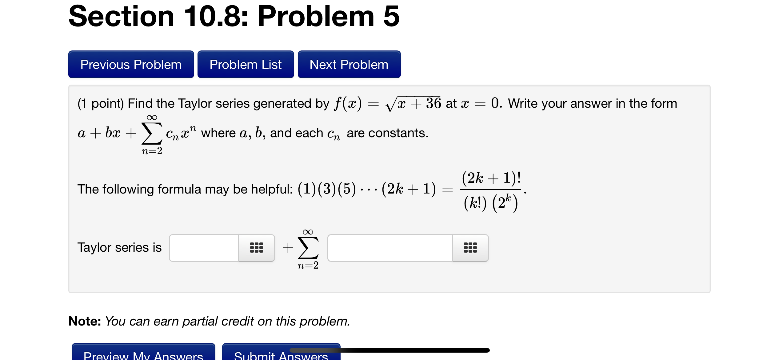 Solved (1 point) Find the Taylor series generated by | Chegg.com