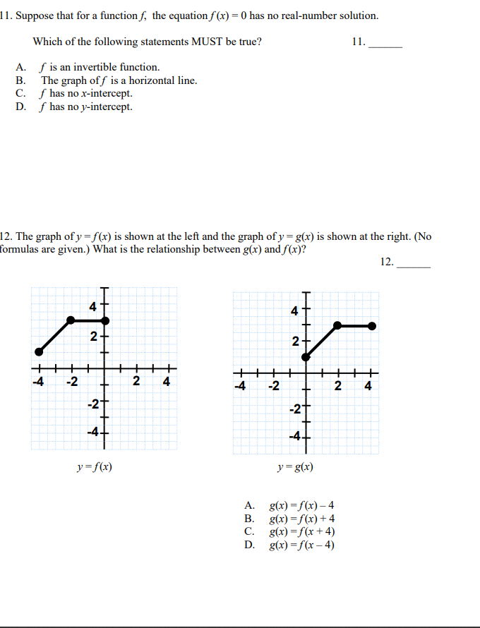 Solved 11. Suppose that for a function f, the equation f | Chegg.com