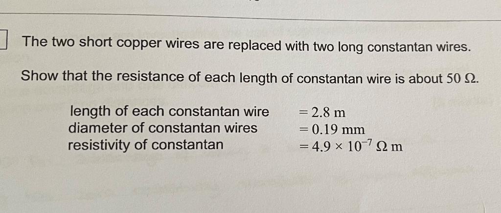 Solved The two short copper wires are replaced with two long | Chegg.com