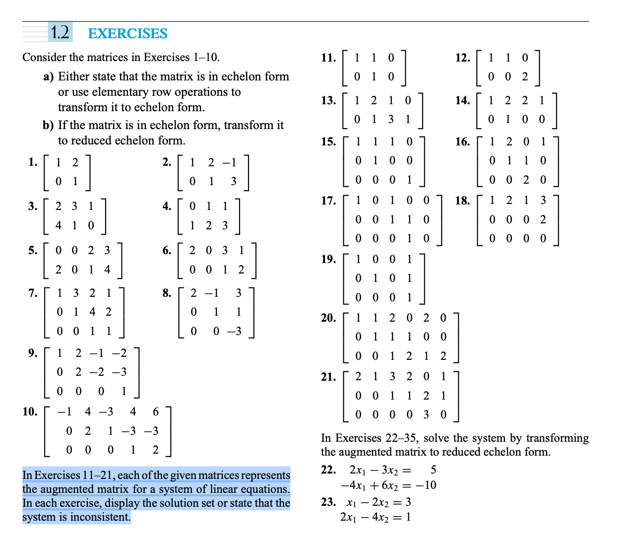 Solved Consider the matrices in Exercises 1-10. a) Either | Chegg.com