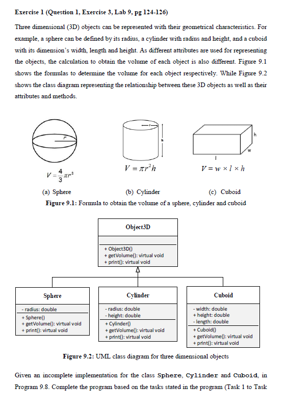 Solved Exercise 1 (Question 1, Exercise 3, Lab 9, pg | Chegg.com