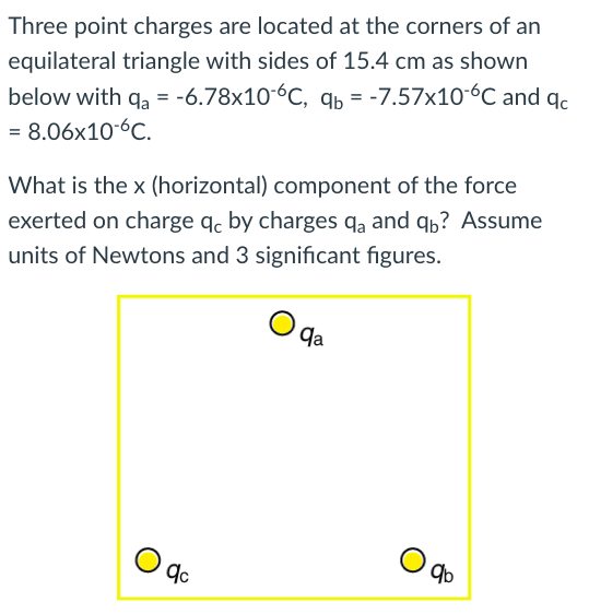 Solved Three point charges are located at the corners of an | Chegg.com