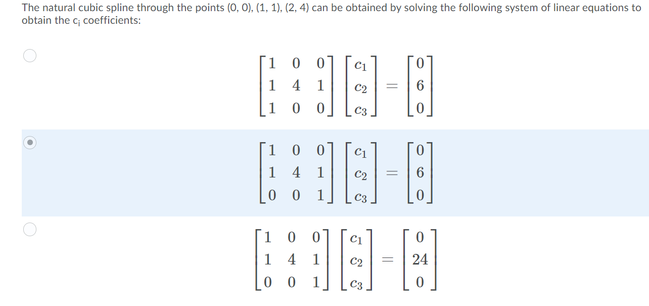 Solved The natural cubic spline through the points (0,0), | Chegg.com