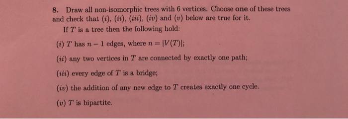 Solved 8. Draw all non-isomorphic trees with 6 vertices. | Chegg.com