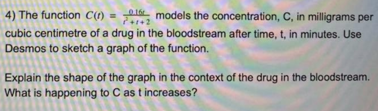 Solved 7++2 0.161 4) The function C(t) = models the | Chegg.com