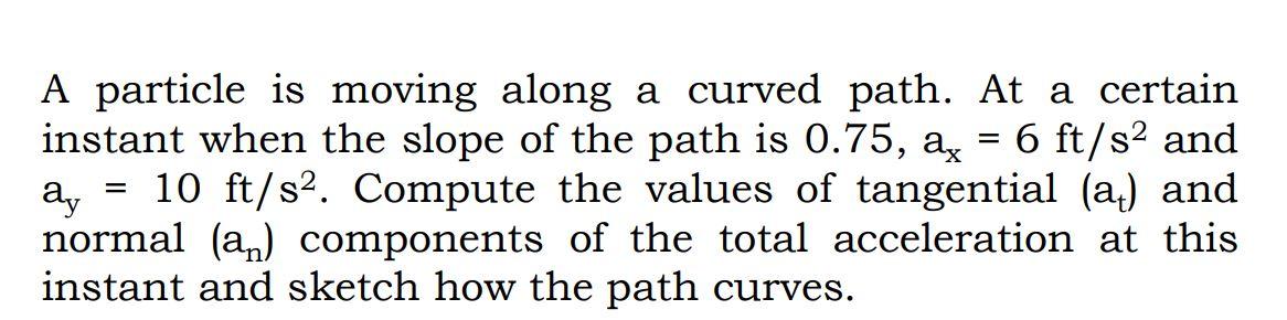 Solved A Particle Is Moving Along A Curved Path At A 