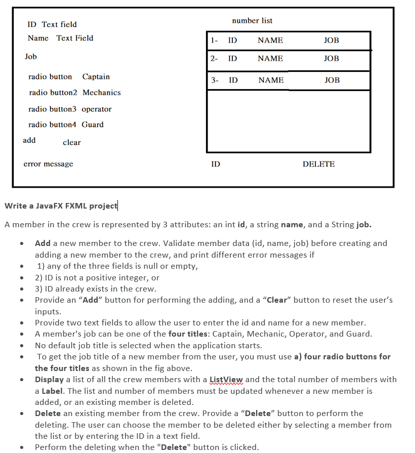 Solved number list ID Text field Name Text Field 1- ID NAME | Chegg.com