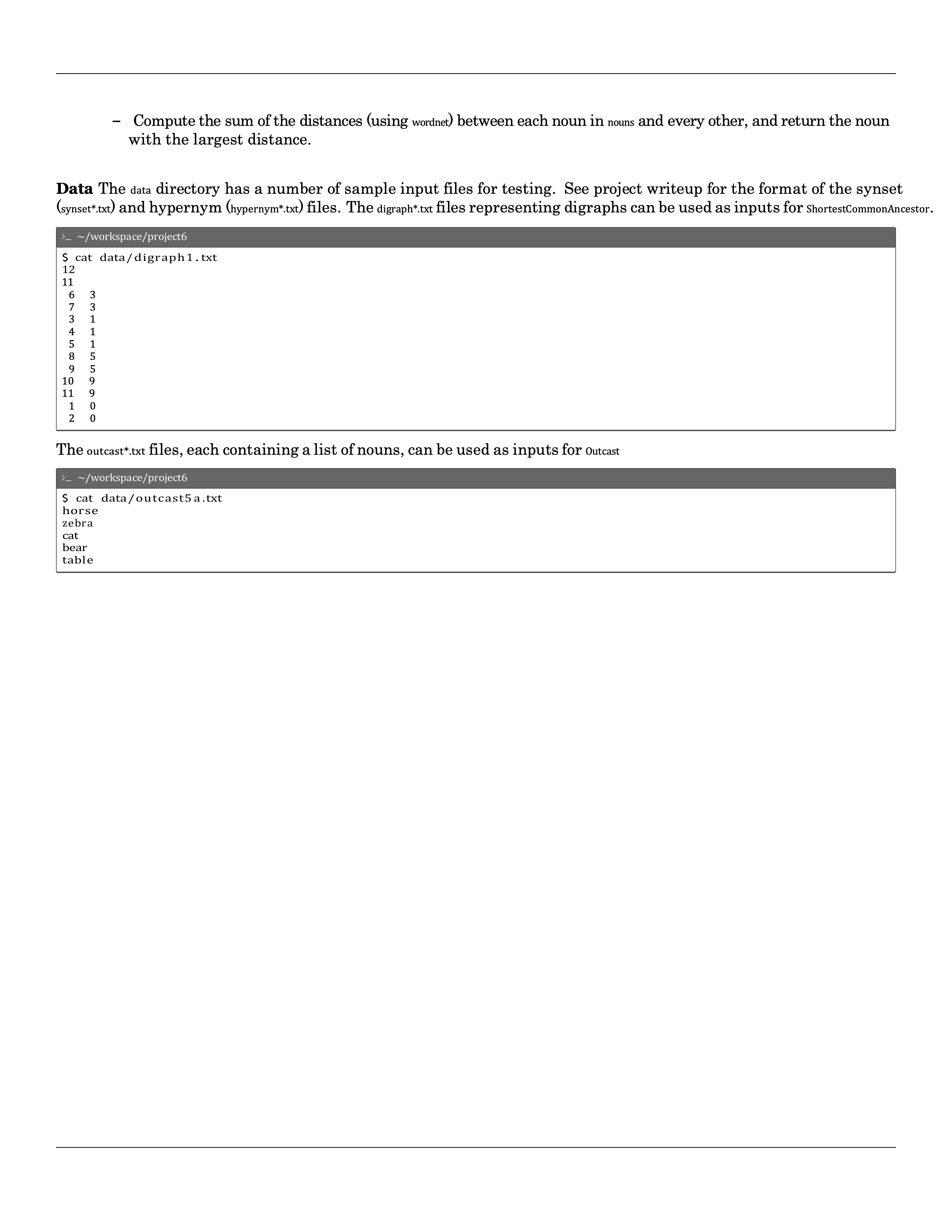 Solved Outcast Detection Given a list of WordNet nouns | Chegg.com