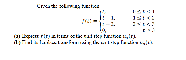 Solved Given the following function | Chegg.com
