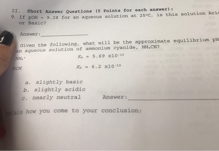 Solved TI. Short Answer Questions (5 Points for each | Chegg.com