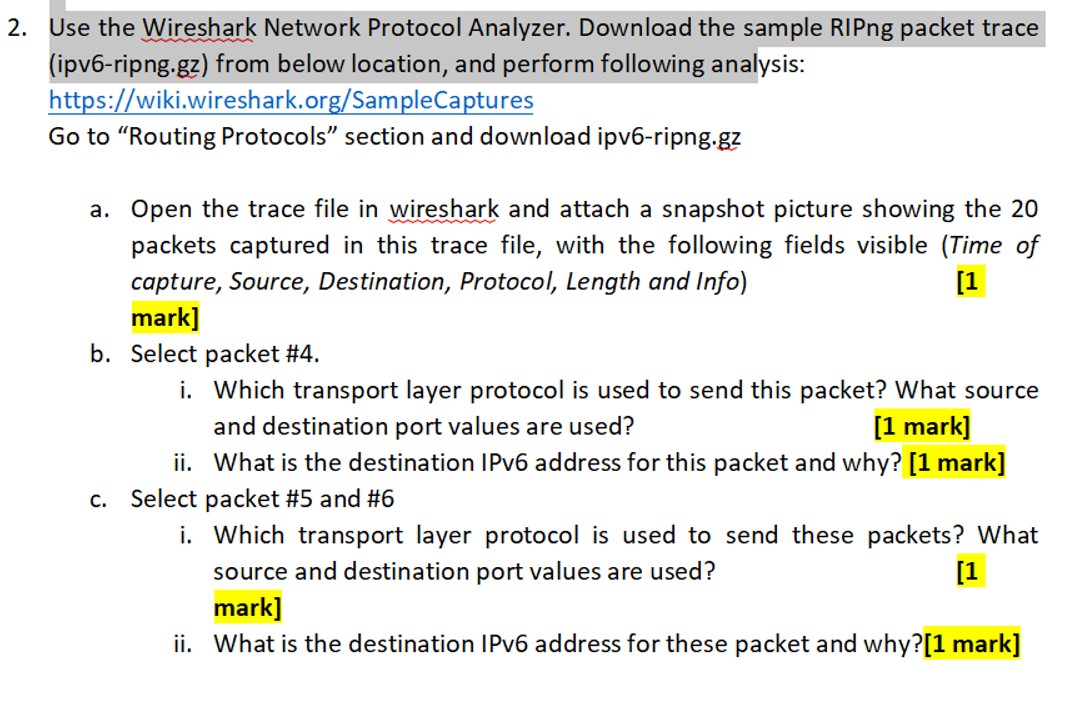 Use the Wireshark Network Protocol Analyzer. Download | Chegg.com