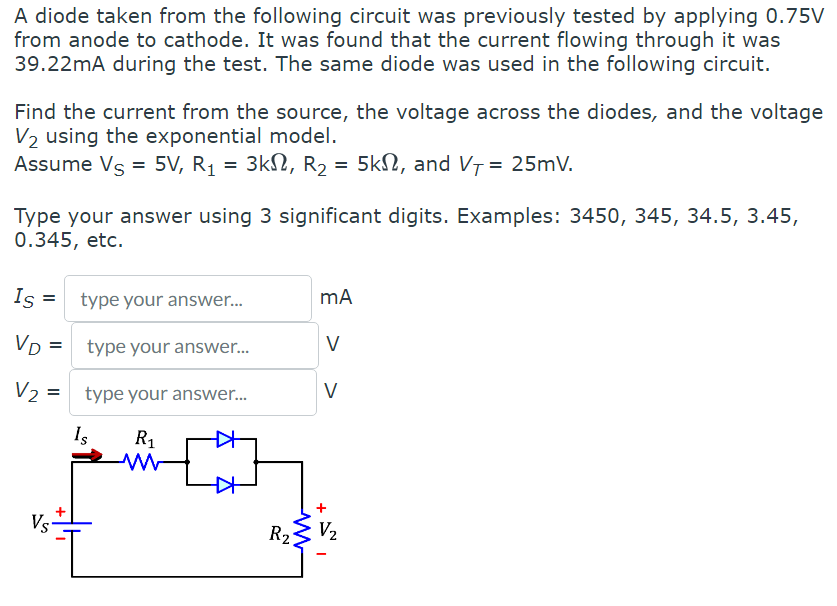 Solved A diode taken from the following circuit was | Chegg.com