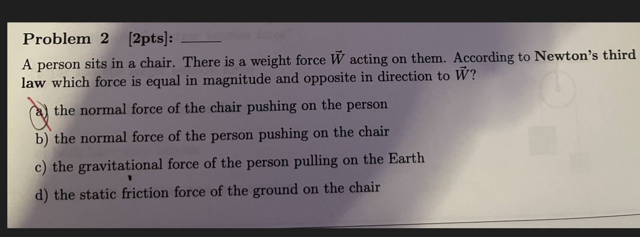 Solved A person sits in a chair. There is a weight force W | Chegg.com
