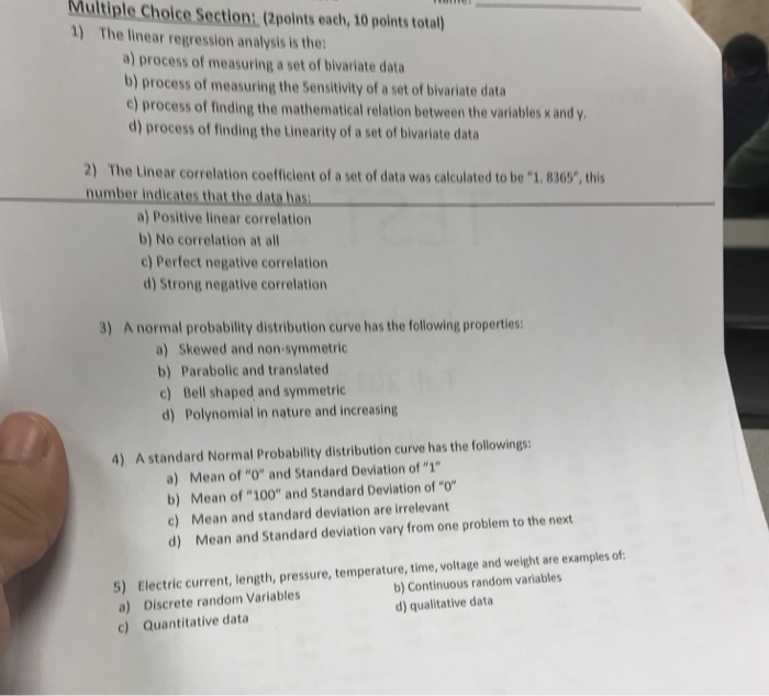 Solved Multiple Choice Section:(2points each, 10 points | Chegg.com