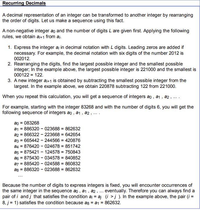 Solved Recurring Decimals A decimal representation of an | Chegg.com