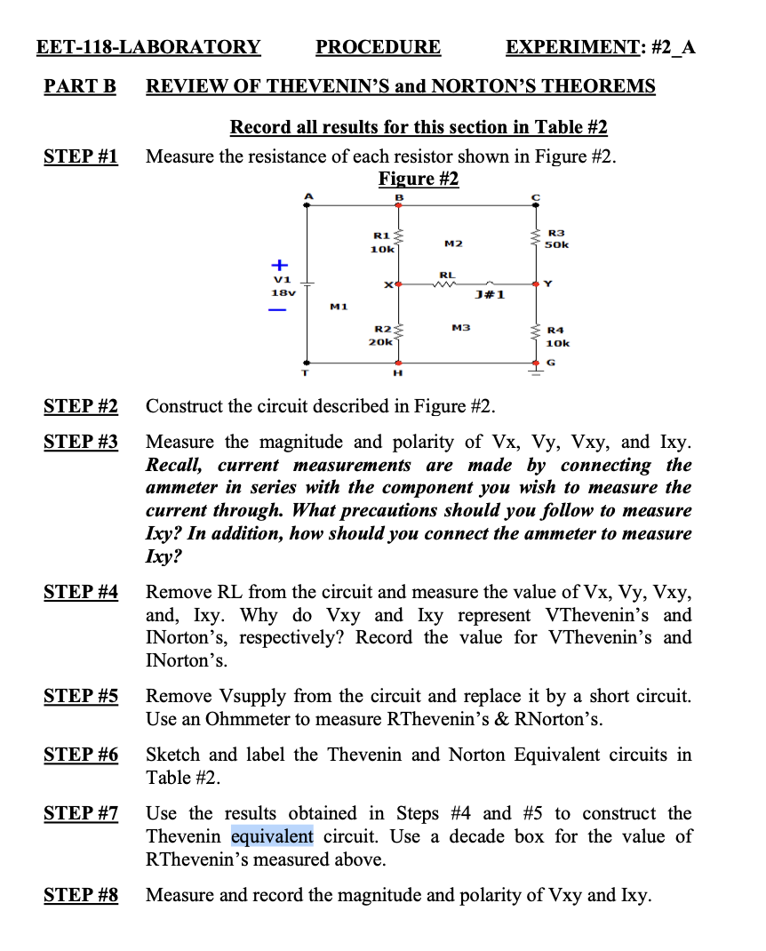 EET-118-LABORATORY PROCEDURE EXPERIMENT: \#2_A PART B | Chegg.com