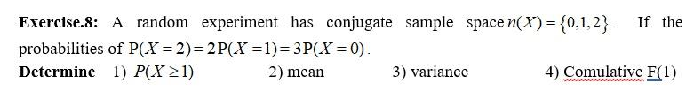 Solved Exercise.8: A random experiment has conjugate sample | Chegg.com