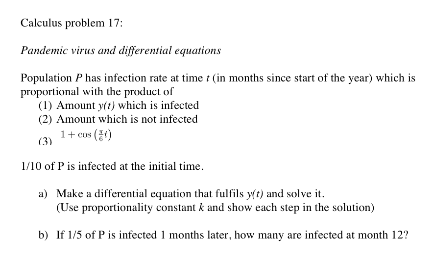 Solved Calculus problem 17: Pandemic virus and differential | Chegg.com